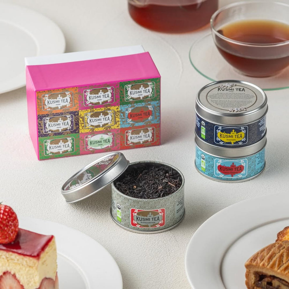 仏産オーガニックティーメゾン KUSMI TEA（クスミティー）お洒落なミニ缶 飲み比べ – AOYAMA GIFT SALON